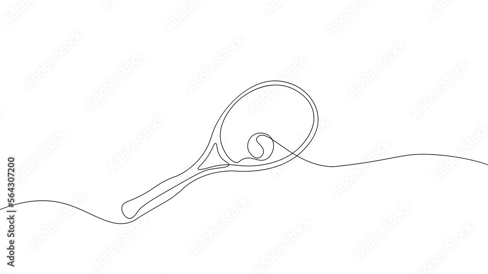 One line continuous tennis racket symbol concept. Sport competition ...