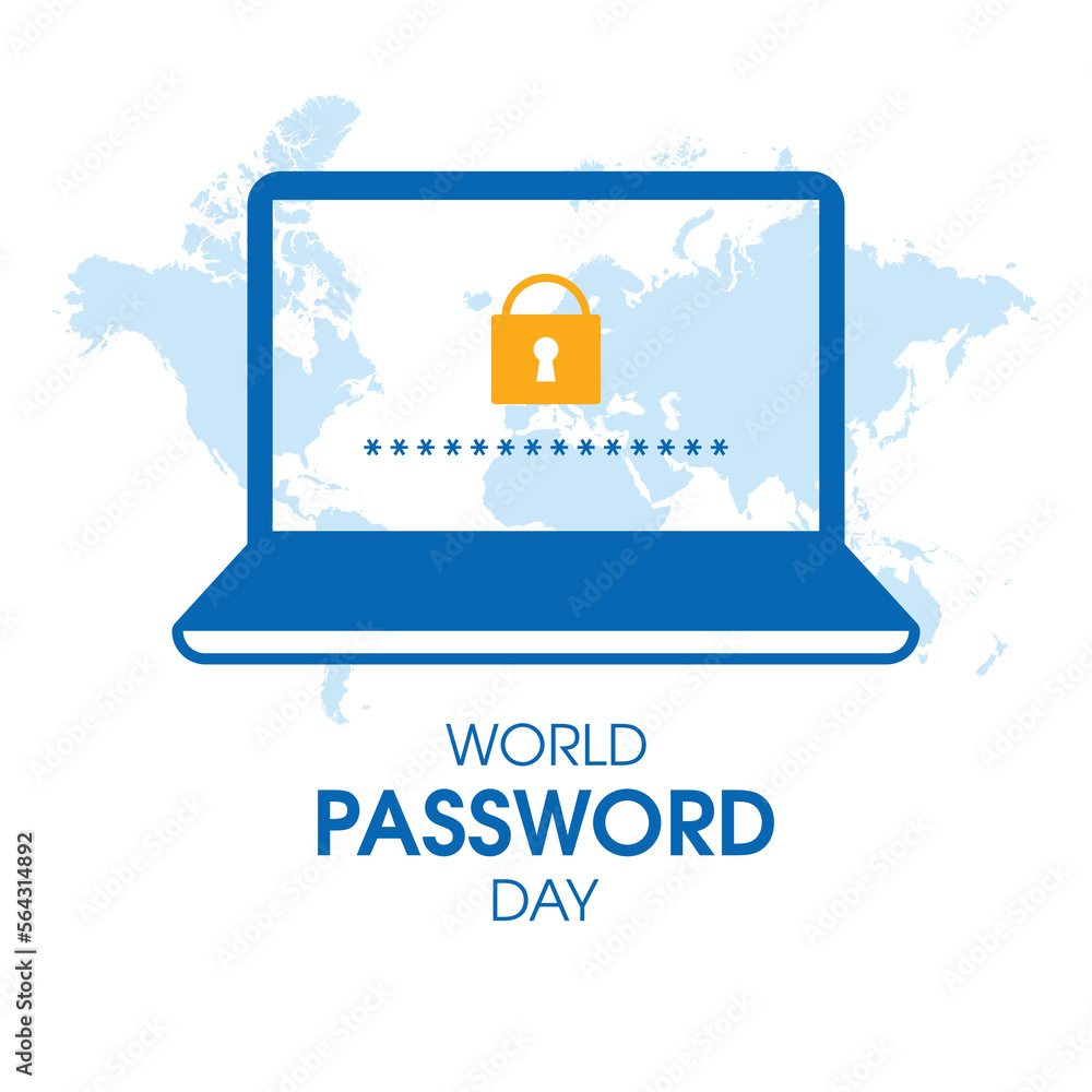 World Password Day vector. Protected laptop with lock icon vector ...