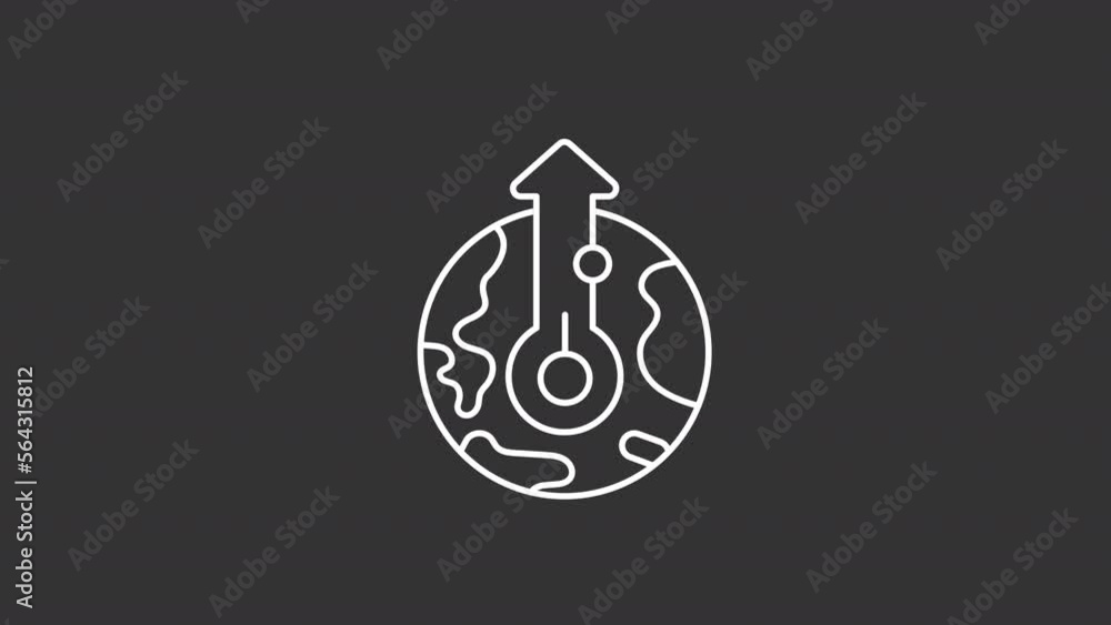 Vidéo Stock Animated warming white line icon. Climate change. Global ...