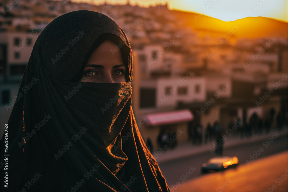 Fictional Person, Muslim woman, 30 years old, with a mysterious and ...