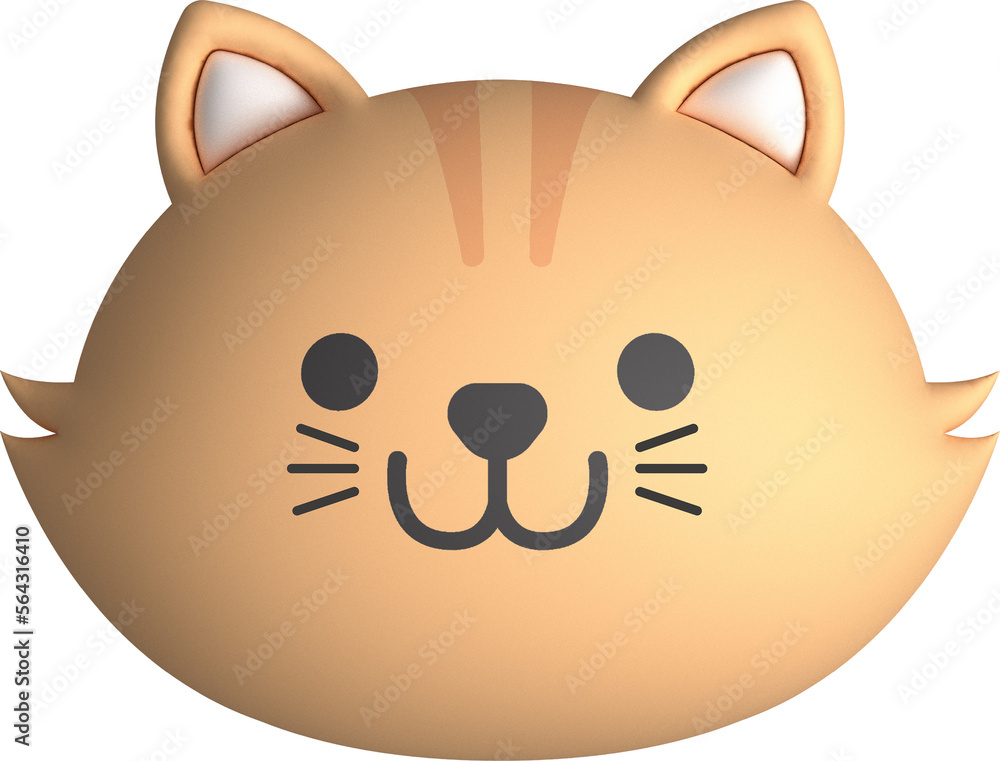 Cat face 3D, animal face cute emojis, stickers, emoticons.. Stock ...