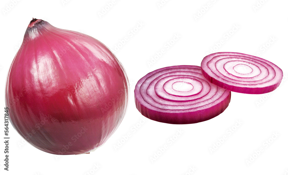 cebola roxa inteira e fatias de cebola roxa - cebolas roxas Stock Photo | Adobe Stock