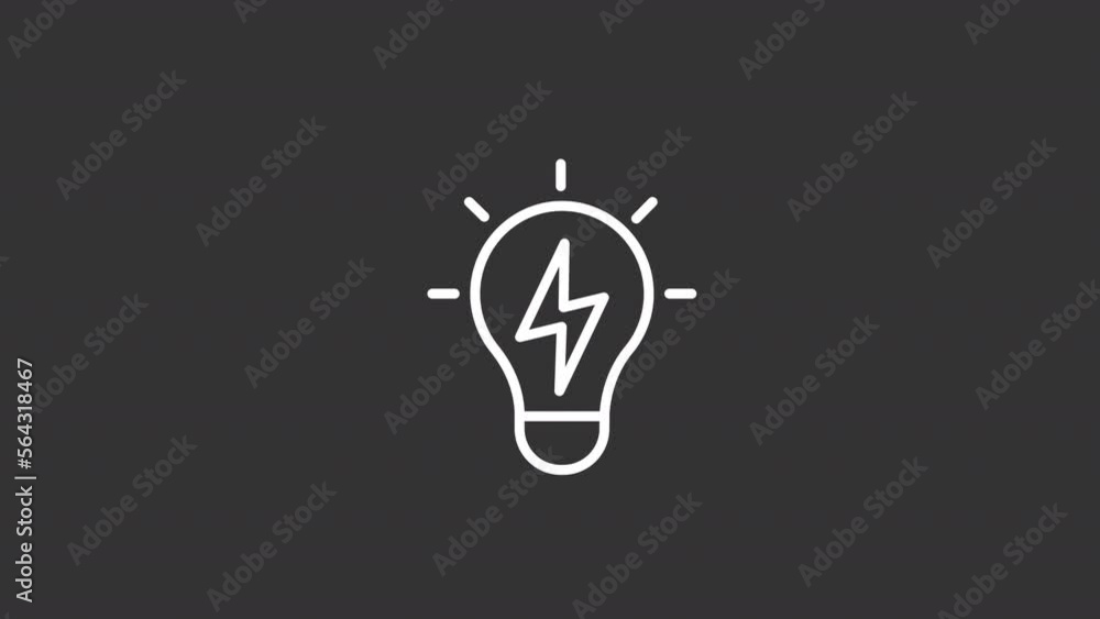 Animated lightbulb white line icon. Electrical bulb. Home illumination ...