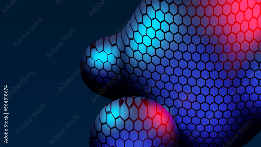 Abstract neon multicolored metaball with scale reptile texture meta ...