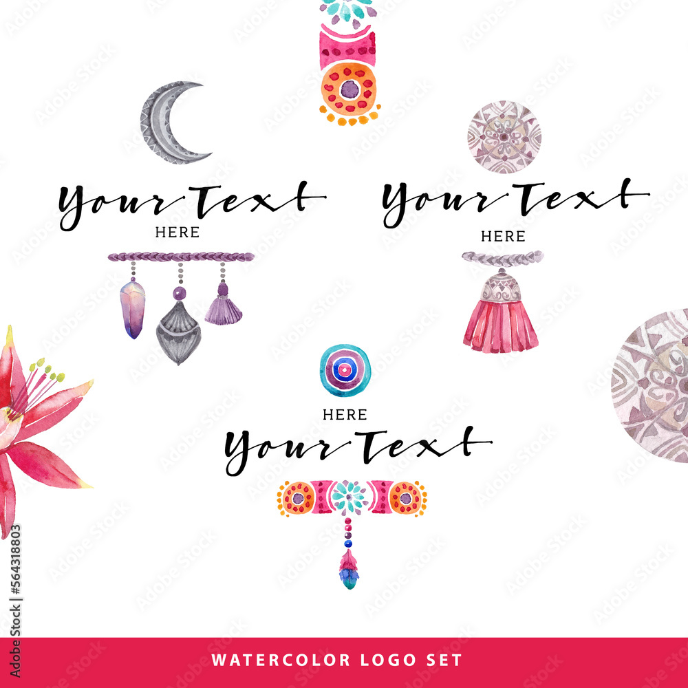 Handmade logo set. Vintage Style. Watercolor Drawing. Logo design ...