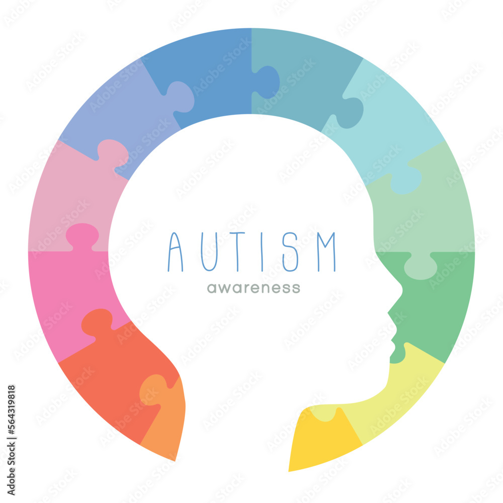 World autism awareness day. Colorful puzzles with face vector ...