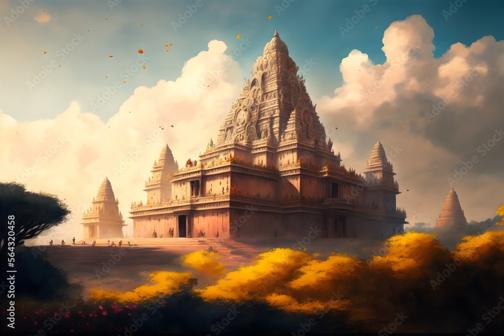 Majestic and giant indian hindu temple in the style of ancient ...