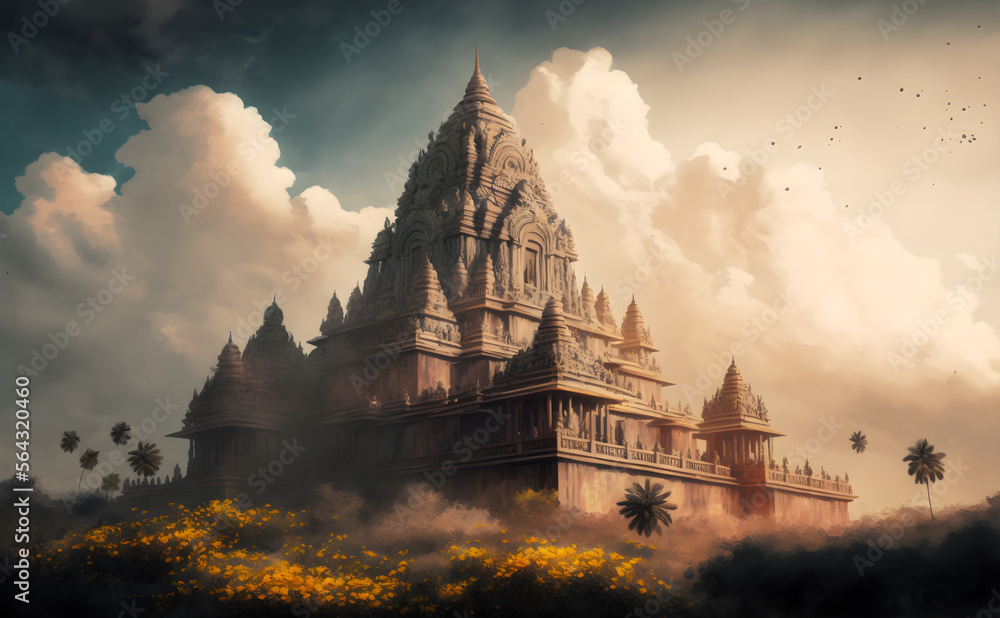 Majestic and giant indian hindu temple in the style of ancient ...