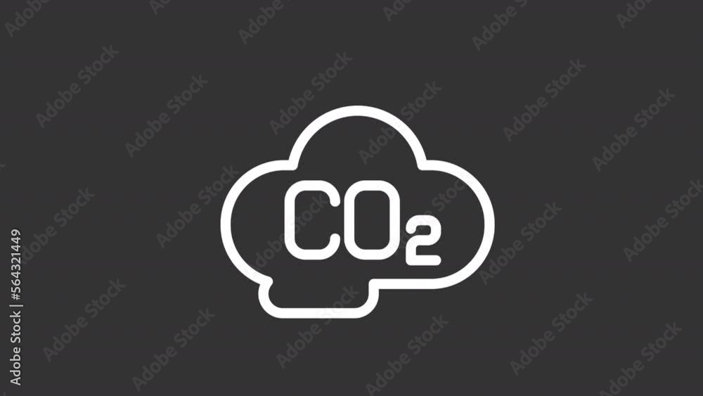 Animated carbon white line icon. Atmosphere contamination. Ecological ...