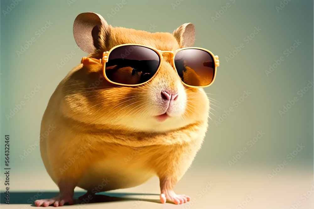 Cool hamster with sunglasses on a simple background generative ai Stock ...