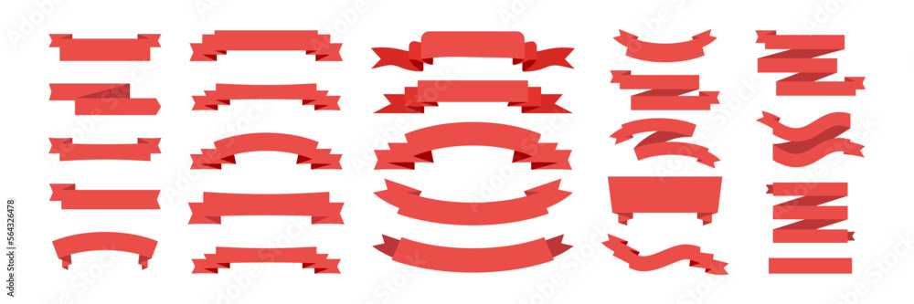 Colorful Vector Ribbon Banners. Set of Ribbons Banners with Label, Tag ...