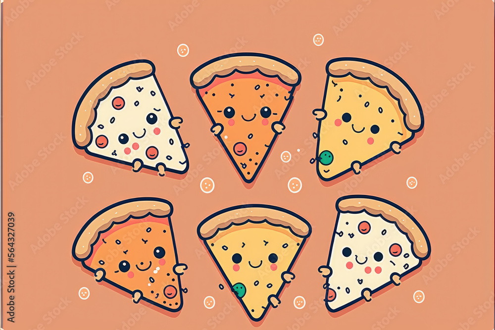 Funny and cute Pineapple Pizza Japan Style Illustration - Vector ...