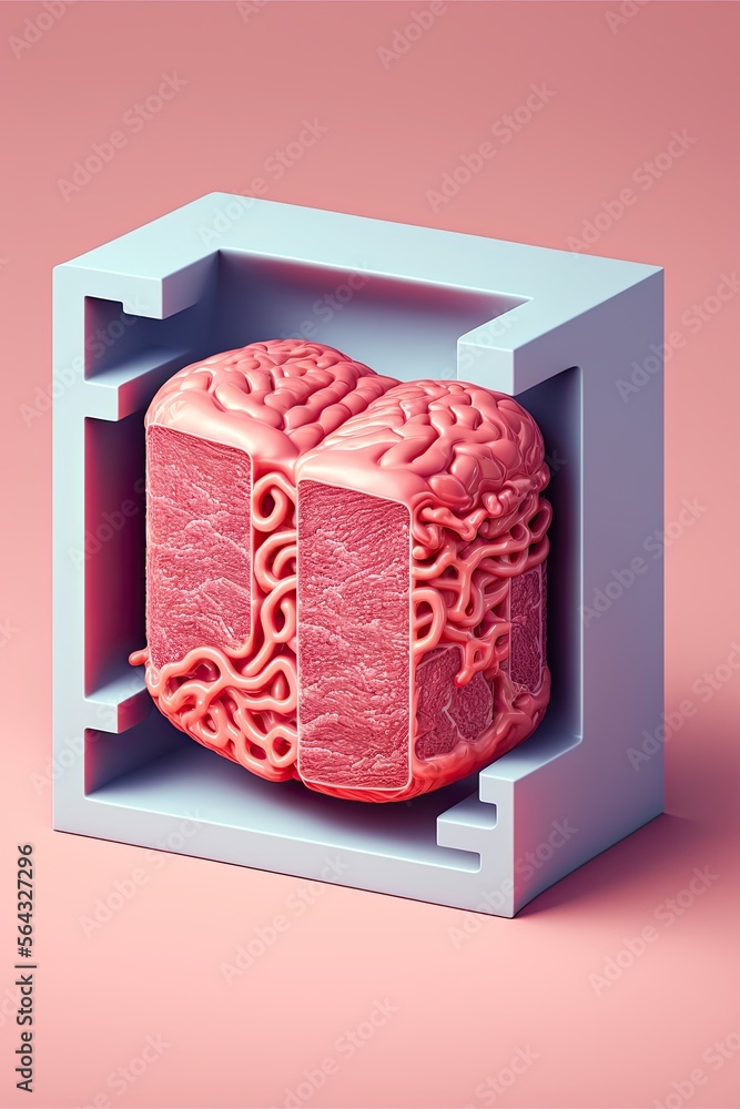 Lab grown meat illustration, vegan meat cartoon style, generative ai ...