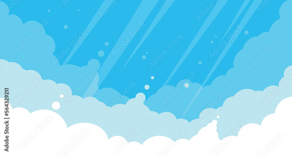 Blue sky with clouds. Sunny day sky scene cartoon vector illustration ...