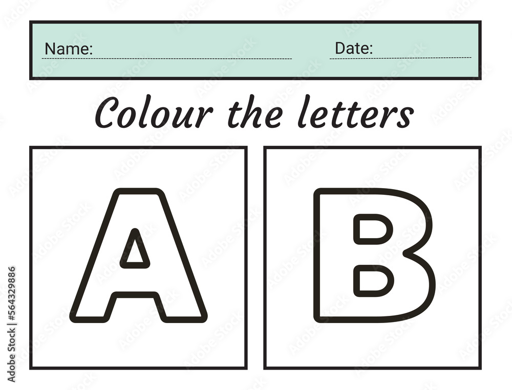 letter A - B coloring practice worksheet with all numbers for kids ...