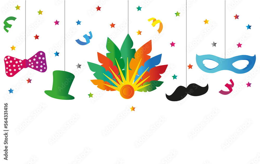 Fondo de carnaval colorido en estilo fotomatón sobre fondo blanco liso ...