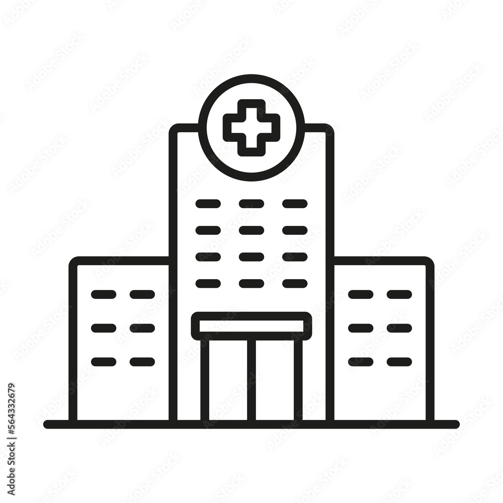 Hospital Line Icon. Medical Clinic Linear Pictogram. Healthcare ...