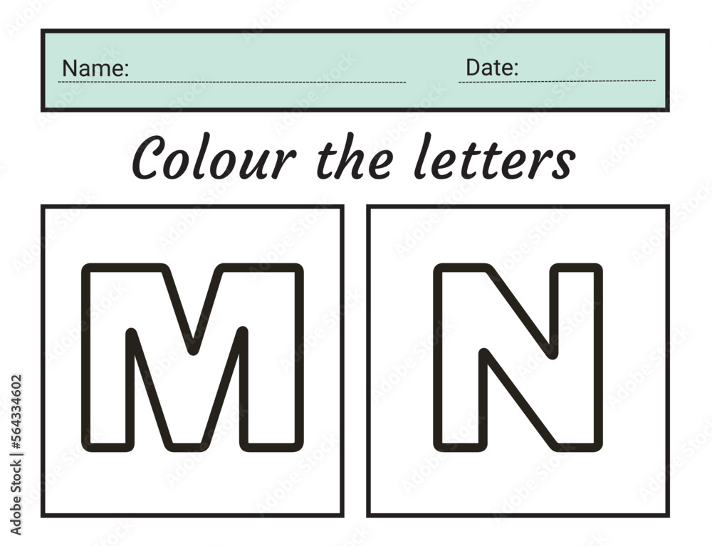 letter M - N coloring practice worksheet with all numbers for kids ...