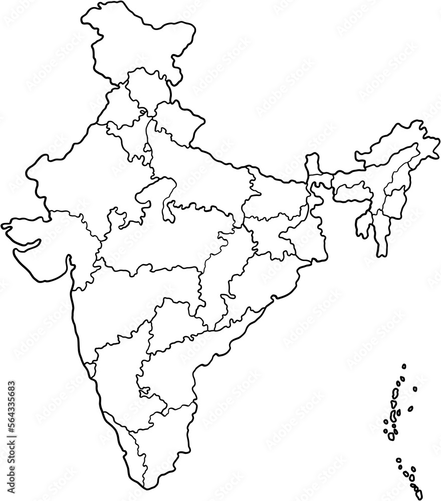 doodle freehand drawing of india map. Stock Illustration | Adobe Stock