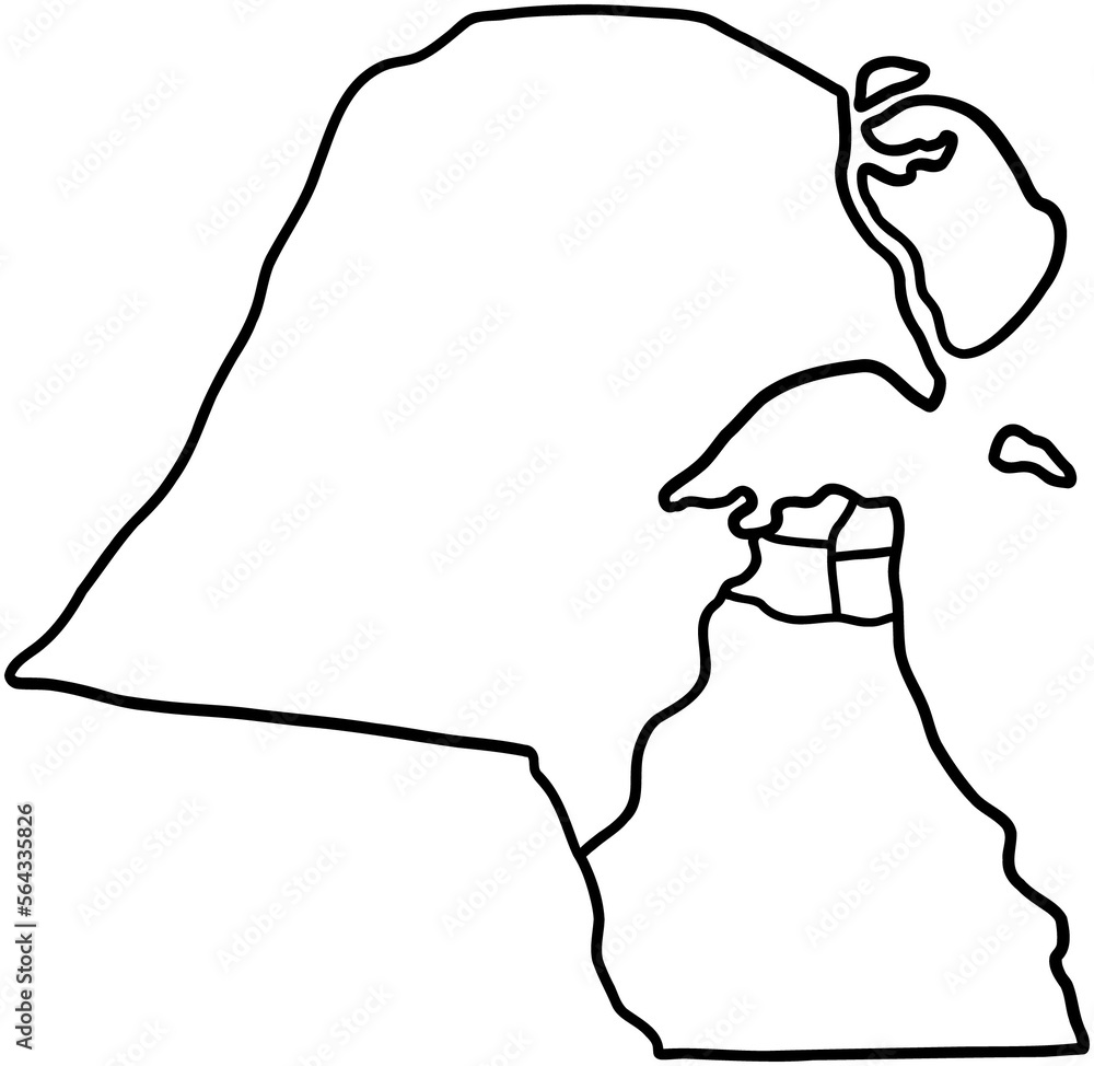 doodle freehand drawing of kuwait map. Stock Illustration | Adobe Stock