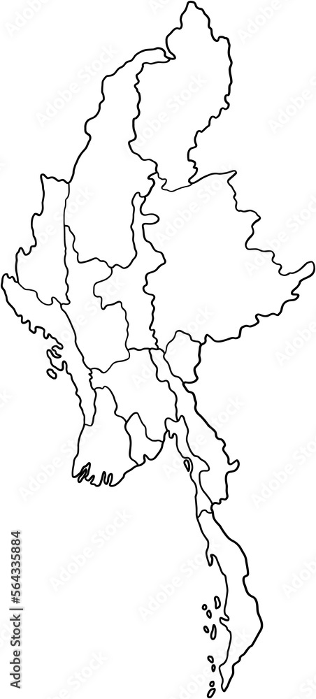 doodle freehand drawing of myanmar map. Stock Illustration | Adobe Stock