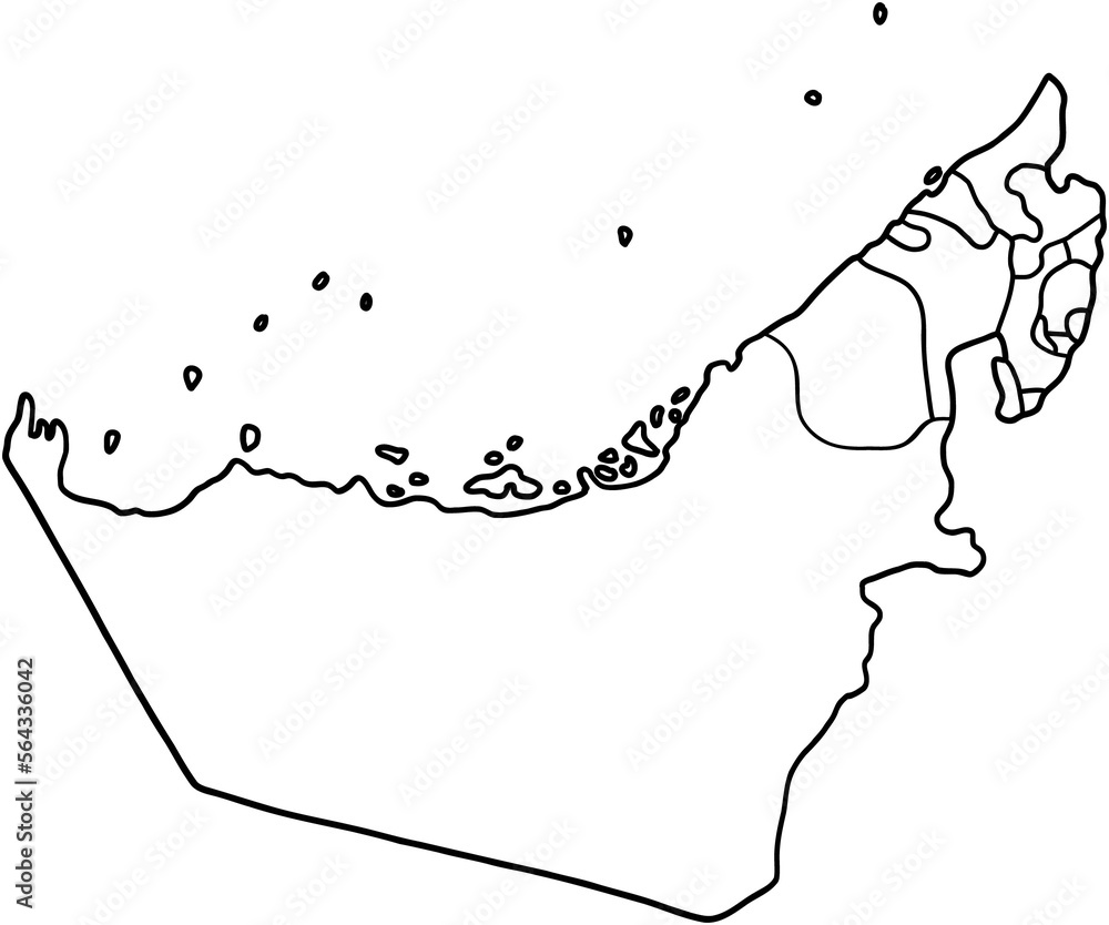 doodle freehand drawing of uae map. Stock Illustration | Adobe Stock