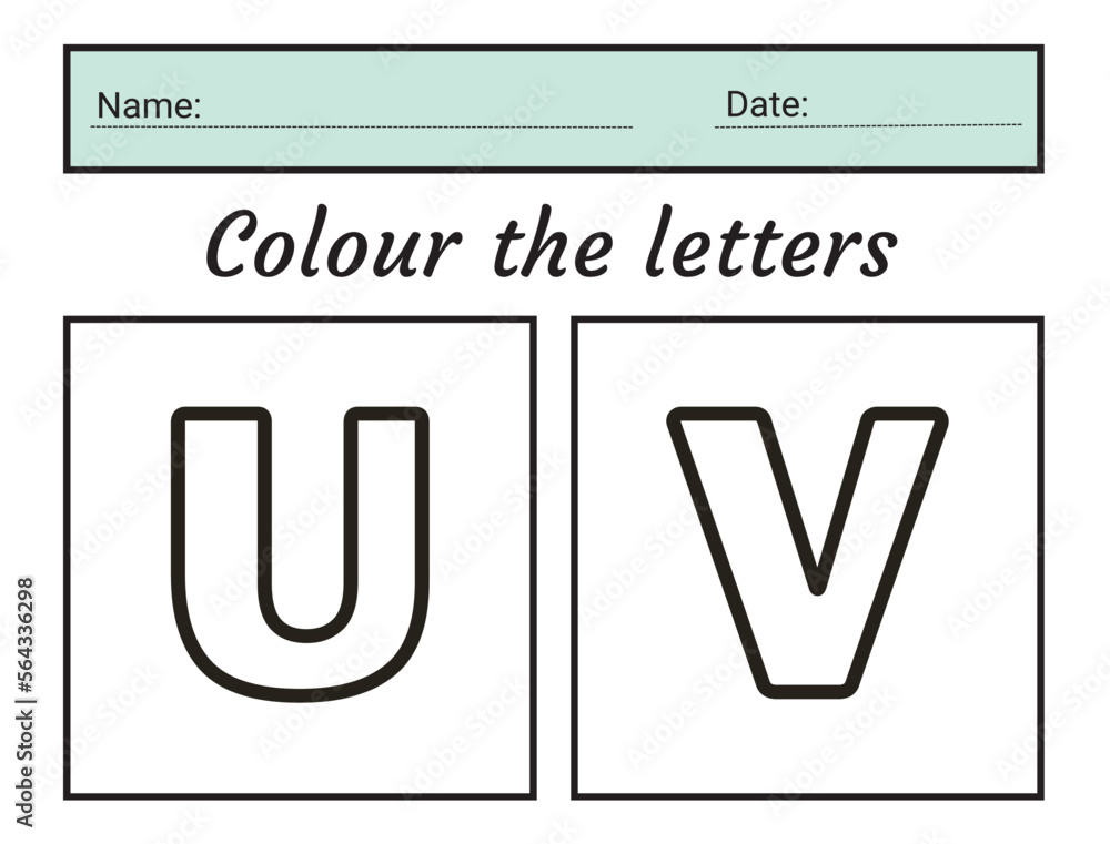 letter U - R coloring practice worksheet with all numbers for kids ...