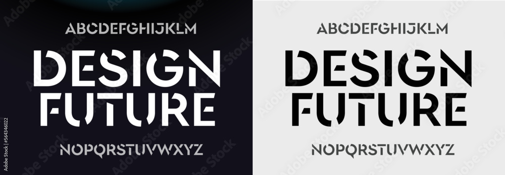 Vetor de Tech style alphabet. Thin segment line font, minimalist type ...