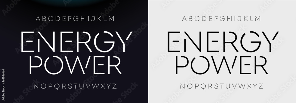 Tech style alphabet. Thin segment line font, minimalist type for modern ...