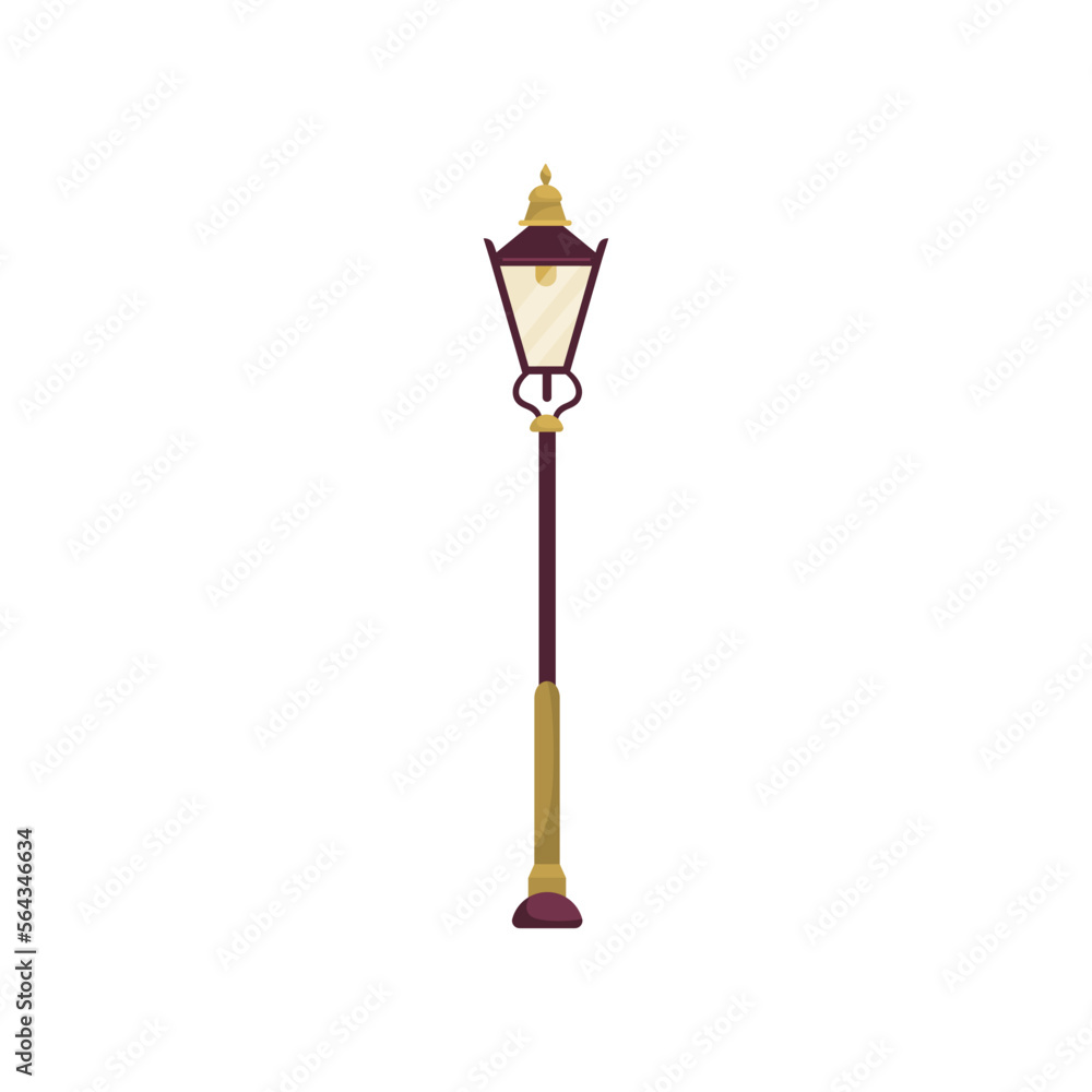 Fancy Victorian lamppost vector illustration. Cartoon street lamp from ...