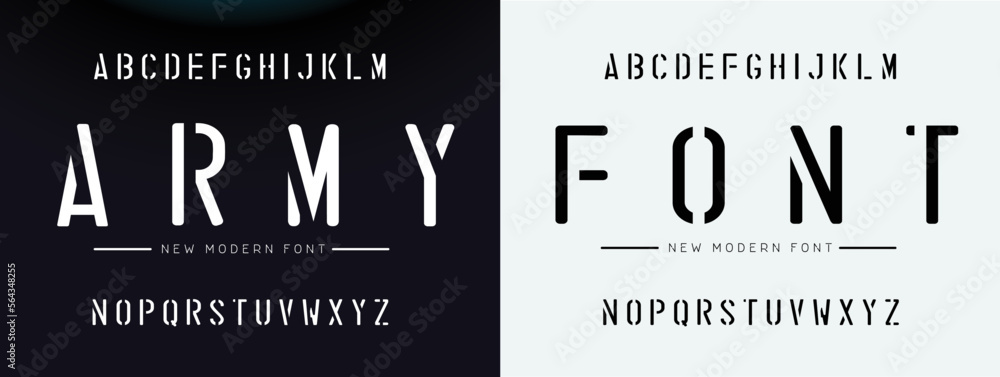 ARMY Sports minimal tech font letter set. Luxury vector typeface for ...
