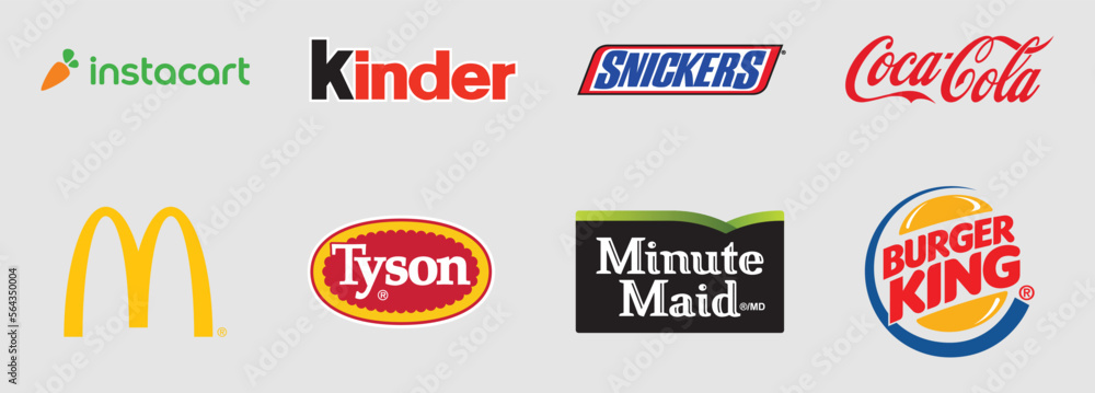 Popular Food and Drink company logos. Instacart, Tyson Foods, McDonalds ...