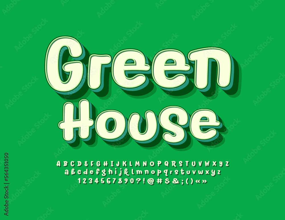 Vector eco concept Green House. Handwritten 3D Font. Creative Alphabet ...