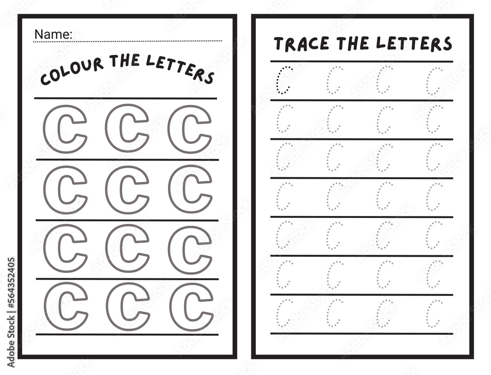 Alphabet letters tracing worksheet with alphabet letter C. Basic ...