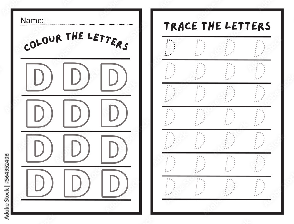Alphabet letters tracing worksheet with alphabet letter D. Basic ...