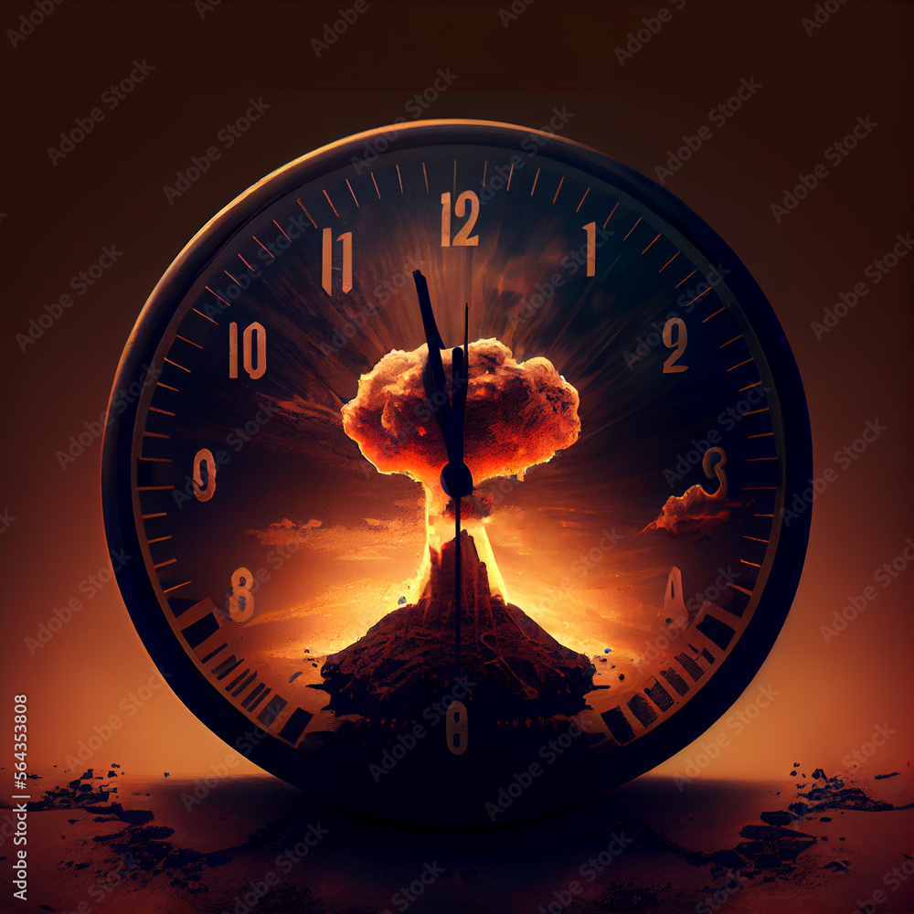 Doomsday clock showing 90 seconds to midnight against nuclear war ...