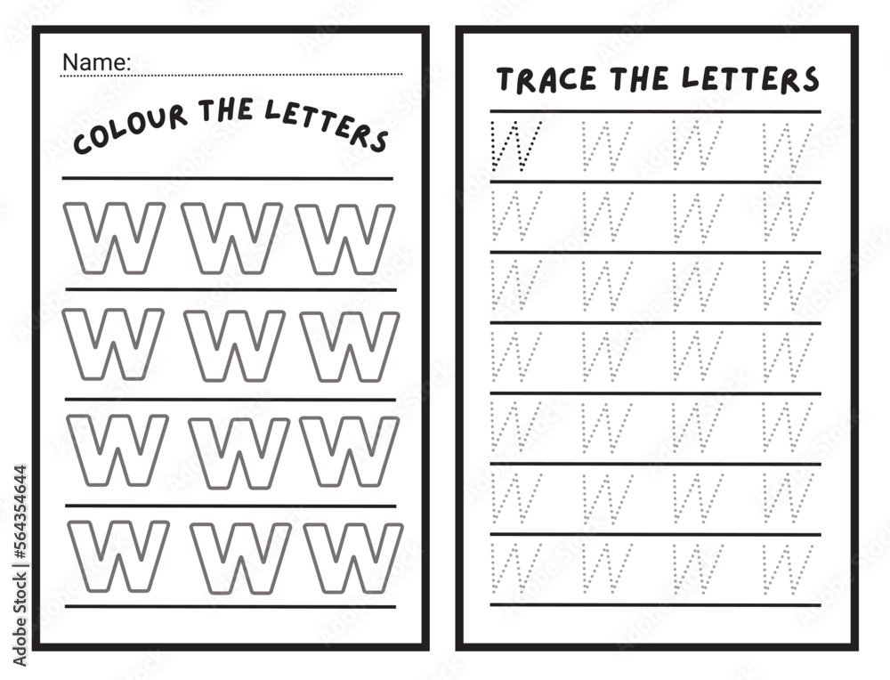 Alphabet letters tracing worksheet with alphabet letter W. Basic ...