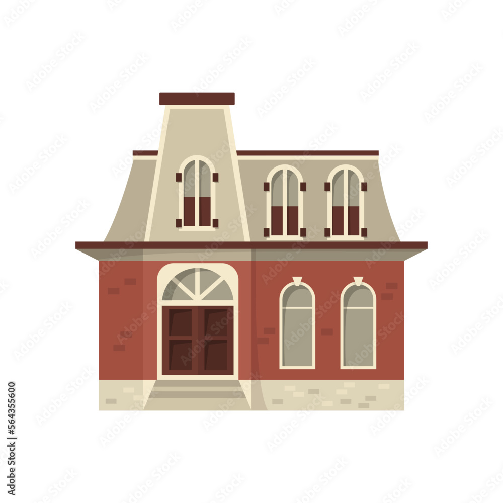 Victorian stone house vector illustration. Cartoon building from ...