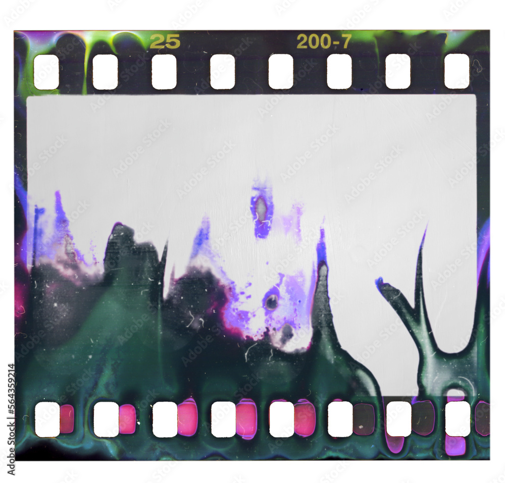 bad flatbed scan of single film strip border, empty film frame with ...