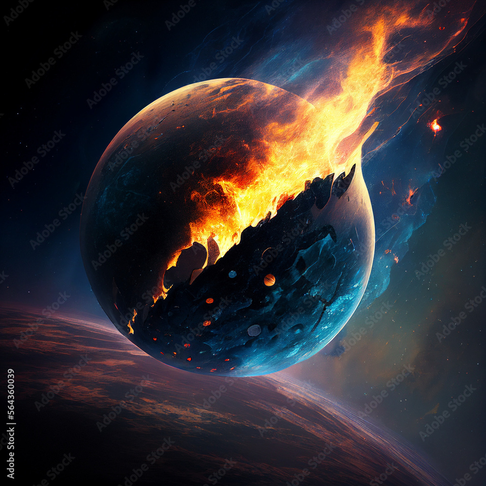 Beautiful Cartoon Planet Explosion - An Artistic and Colorful Artwork ...