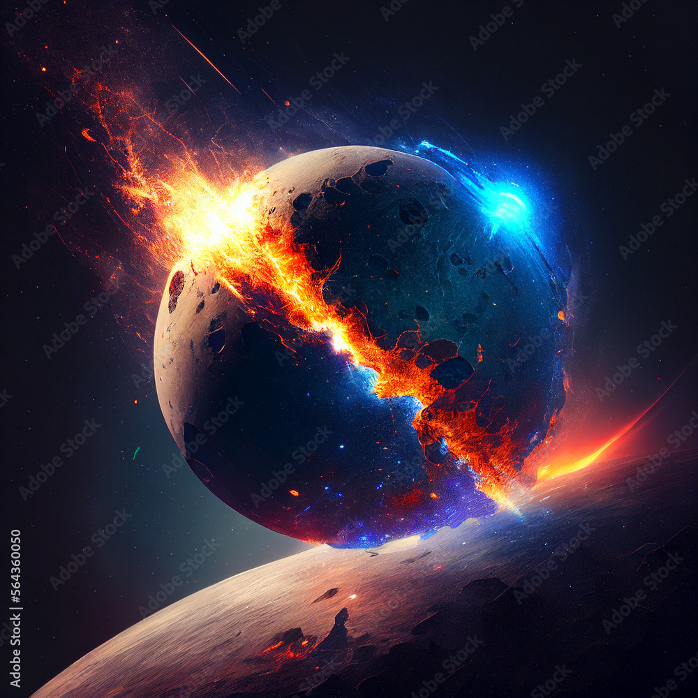 Beautiful Cartoon Planet Explosion - An Artistic and Colorful Artwork ...