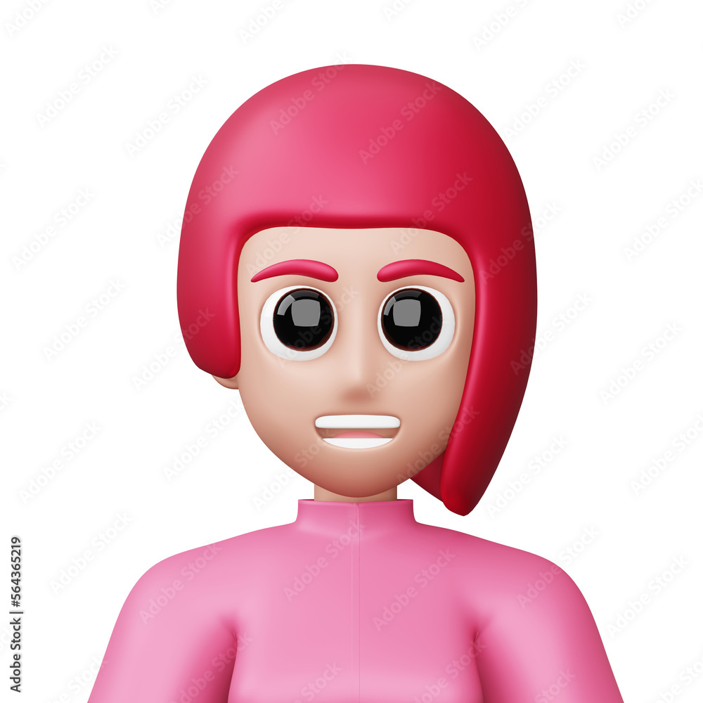 Cute cartoon woman, happy people, 3d rendering Stock Illustration ...