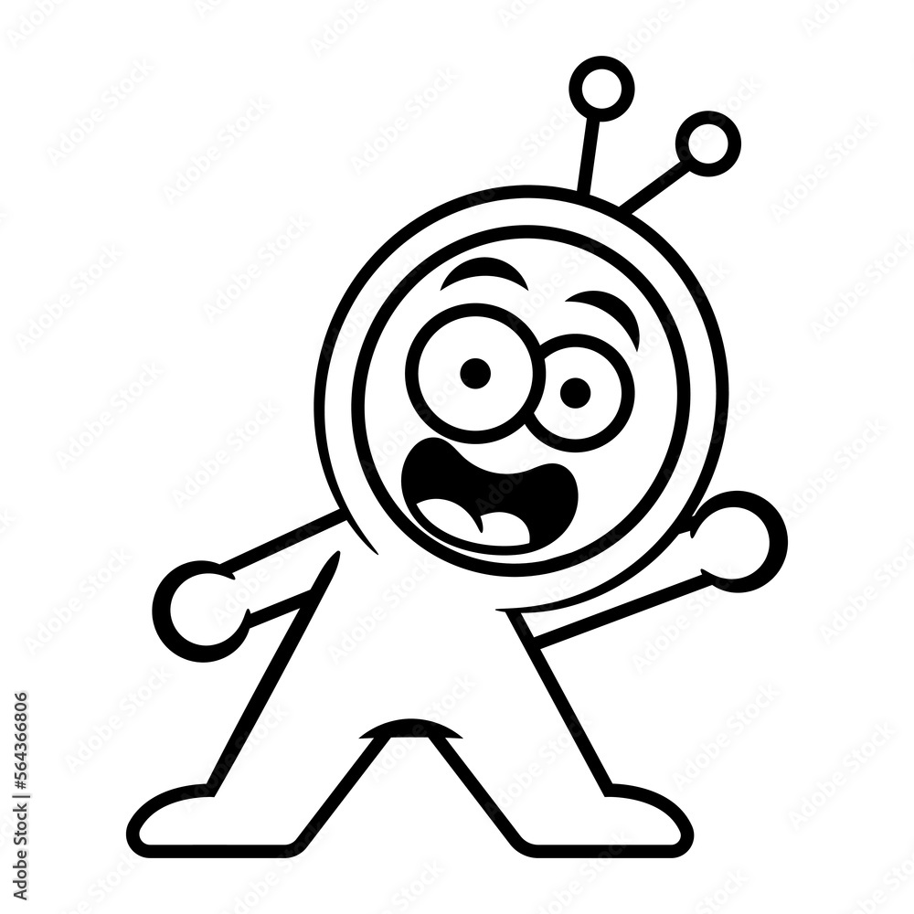 Cartoon illustration of Cute little Alien wearing costume with antenna ...