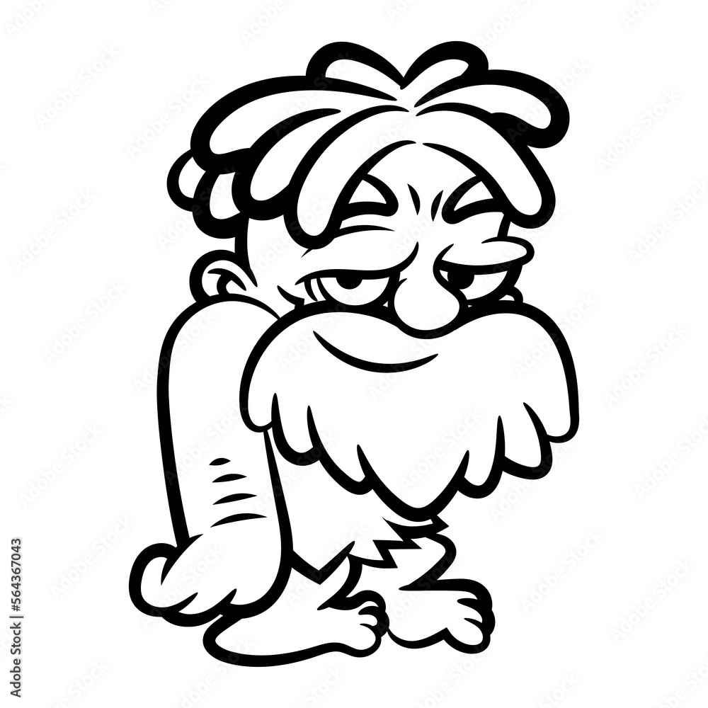 Cartoon illustration of Cavemen with dreadlocks and beard, wearing ...