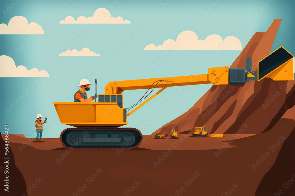 Working coal mine extraction industry. Mining industrial transport ...