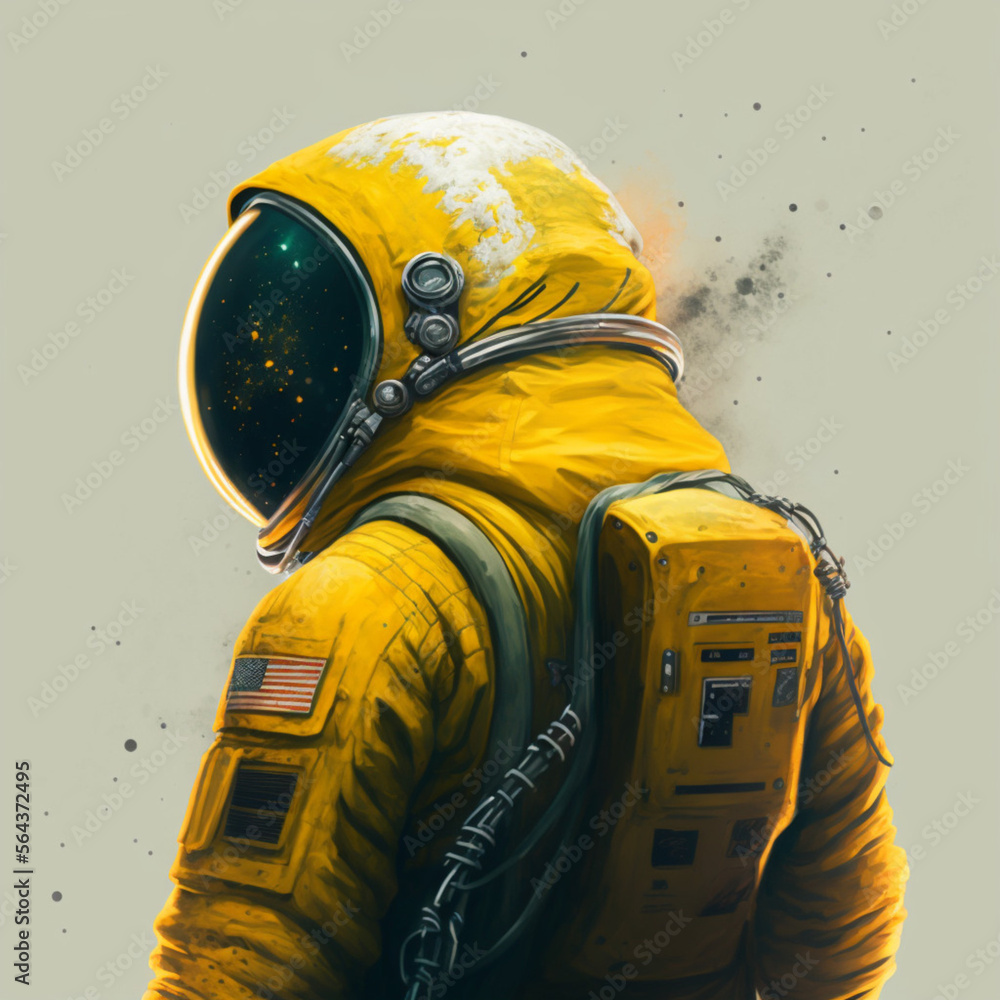 Yellow astronaut suit. Astronaut. Generative AI. Stock Illustration ...