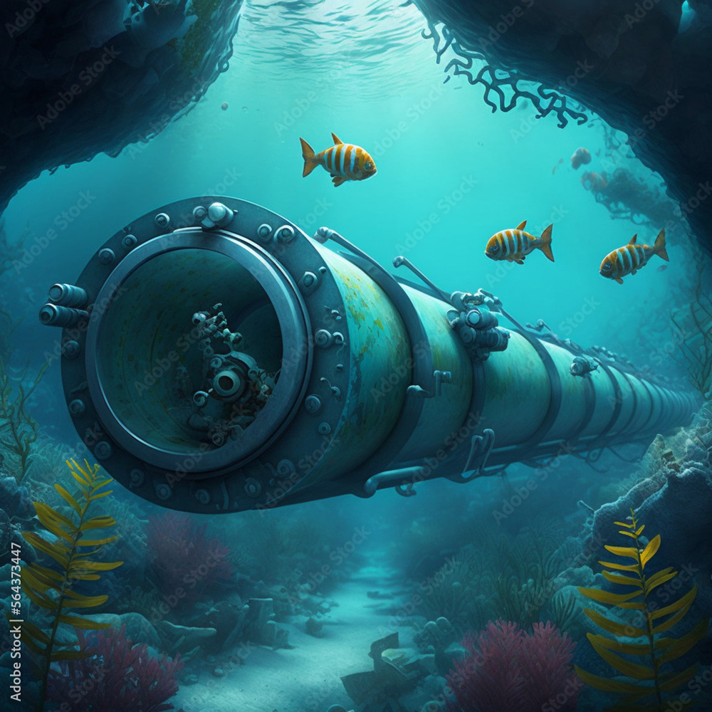 Submarine gas pipeline under the sea. Generative AI. Stock Illustration ...