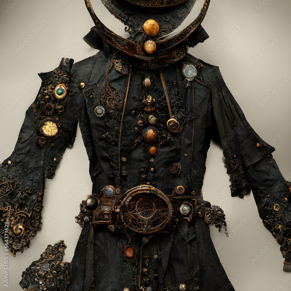 male gothic steampunk magician costume normal map texture flat 2D bump ...