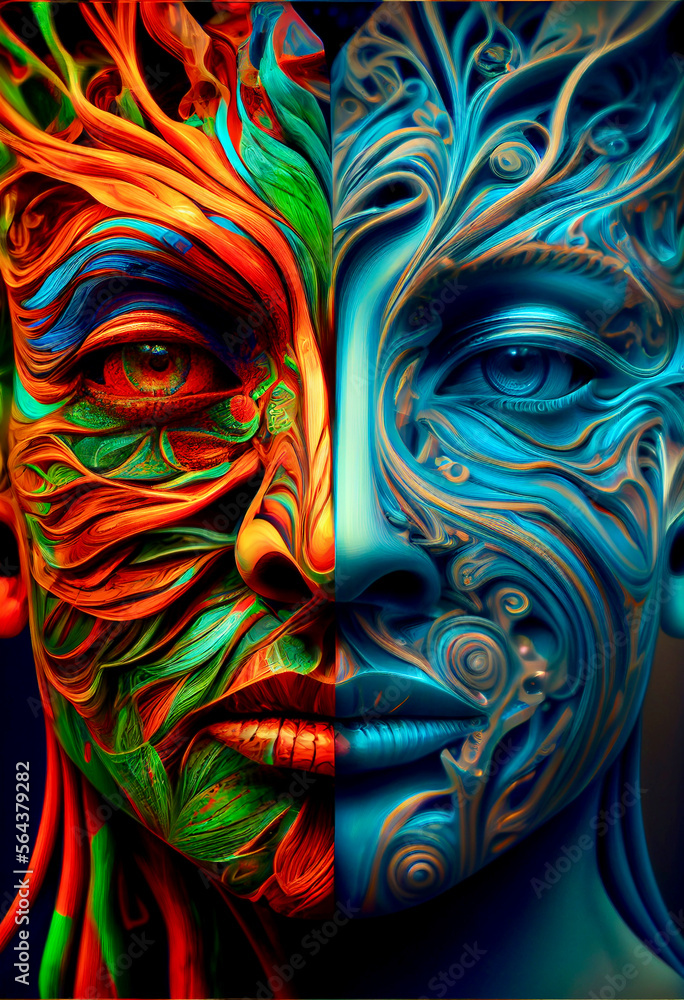 Generative AI abstract render of the subconscious Stock Illustration ...