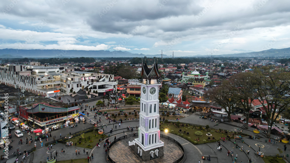 Aerial view of Jam Gadang, a historical and most famous landmark in ...